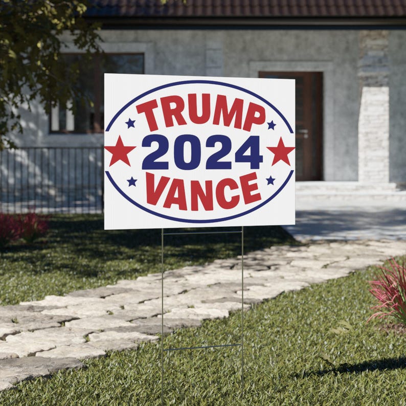 Trump Vance 2024 Yard Sign, 18 X 24 Horizontal, Double-sided Sign ...