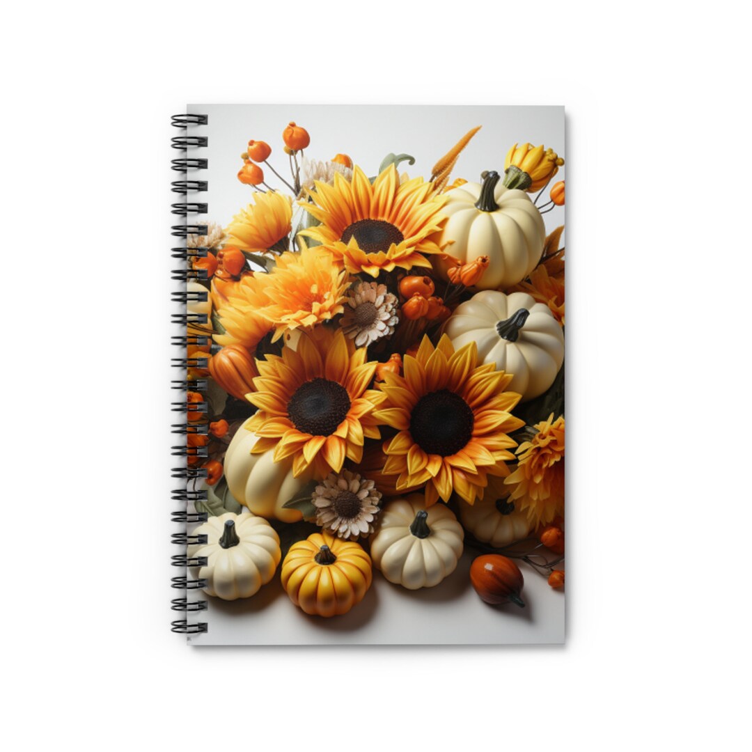 Sunflowers and Pumpkins Notepad, Autumn Notepad, Fall Notepad, Spiral ...