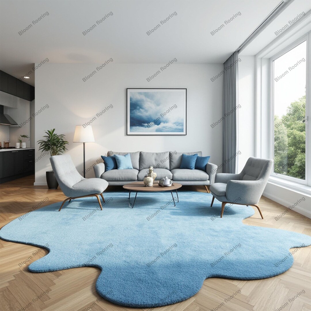 Large Area Rug Wool 9x12 8x10: Irregular Hand Tufted Minimalist Bedroom ...
