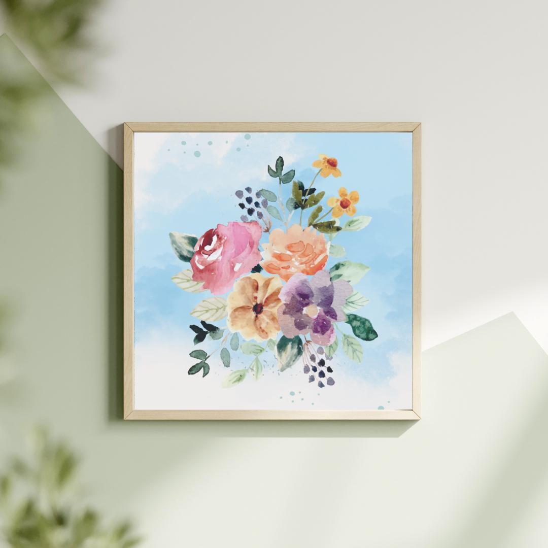 Digital Download Watercolor Floral Art Print Pastel Flower Design Wall ...
