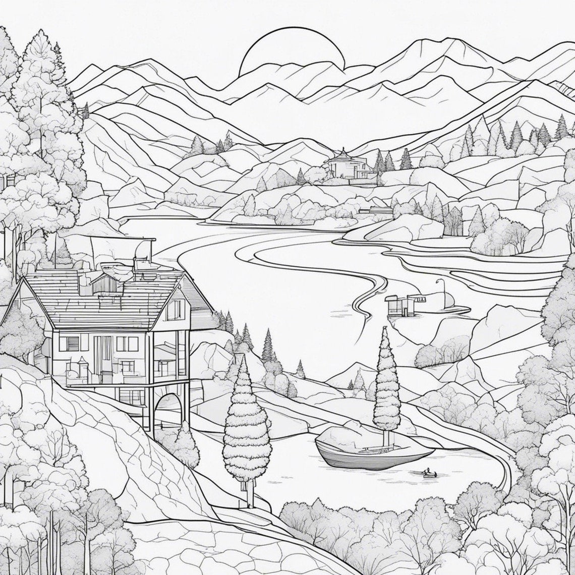 Maps Colouring Pages for Kids and Adults, Instant Download, Digital Art ...