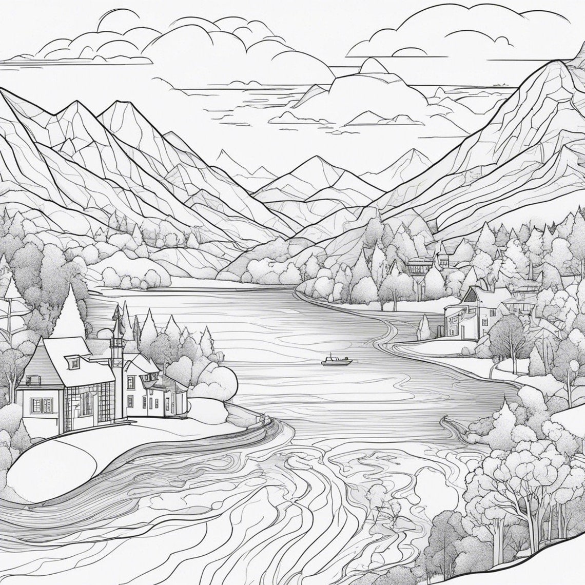 Maps Colouring Pages for Kids and Adults, Instant Download, Digital Art ...