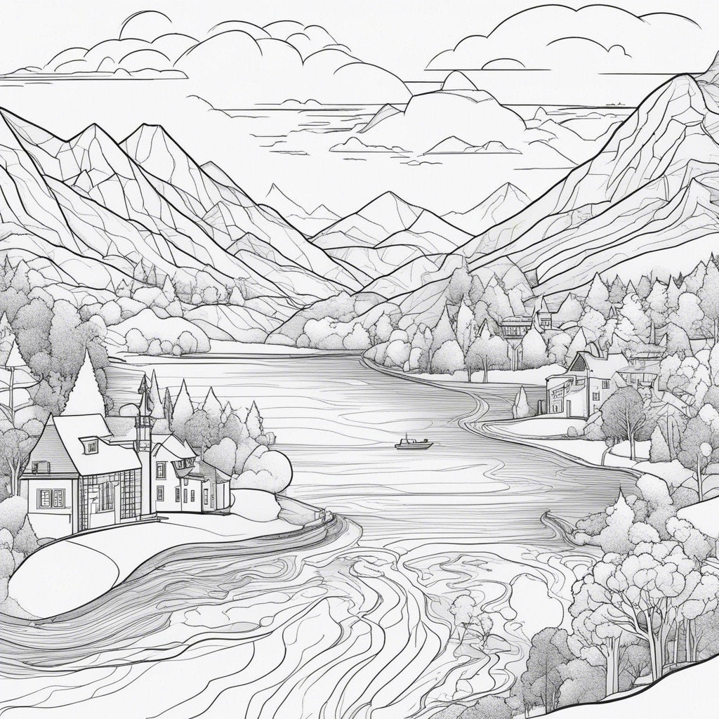 Maps Colouring Pages for Kids and Adults, Instant Download, Digital Art ...