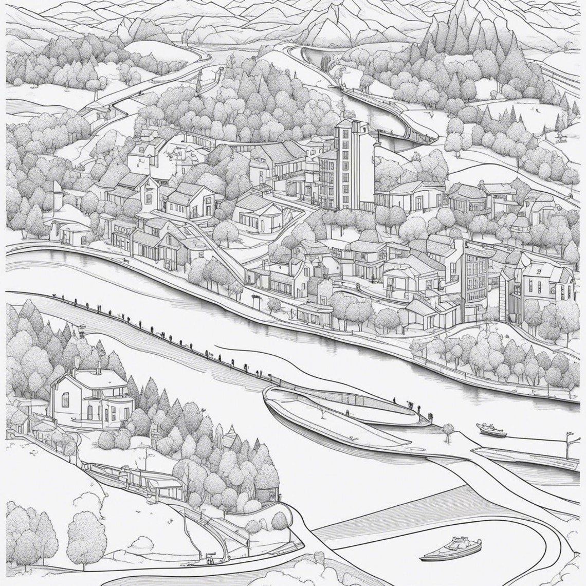 Maps Colouring Pages for Kids and Adults, Instant Download, Digital Art ...