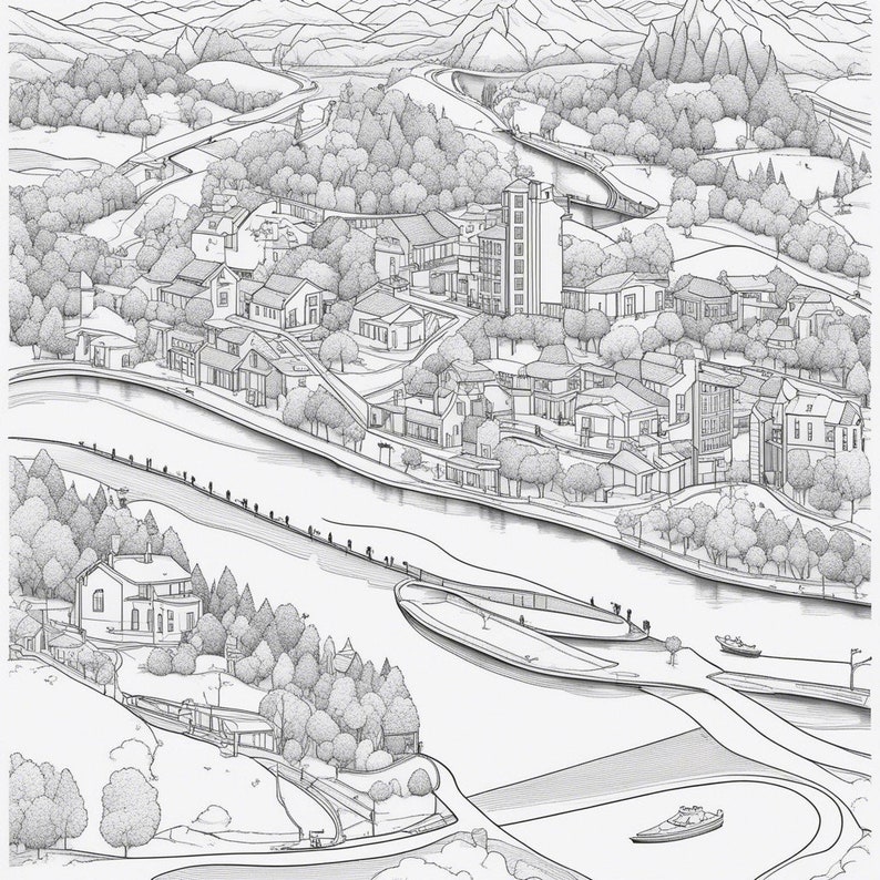 Maps Colouring Pages for Kids and Adults, Instant Download, Digital Art ...