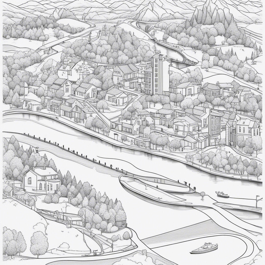 Maps Colouring Pages for Kids and Adults, Instant Download, Digital Art ...