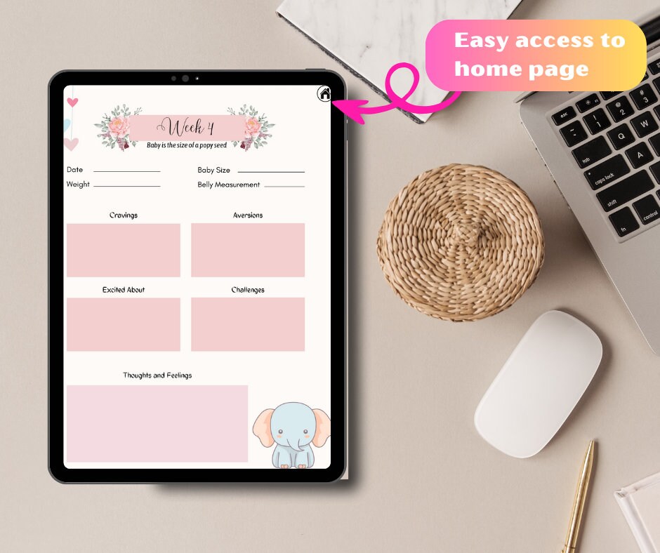 40 Weeks Pregnancy Journal Digital Planner Printable for Mom to Be ...