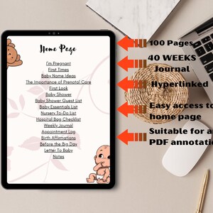 40 Weeks Pregnancy Journal Digital Planner Printable for Mom to Be ...