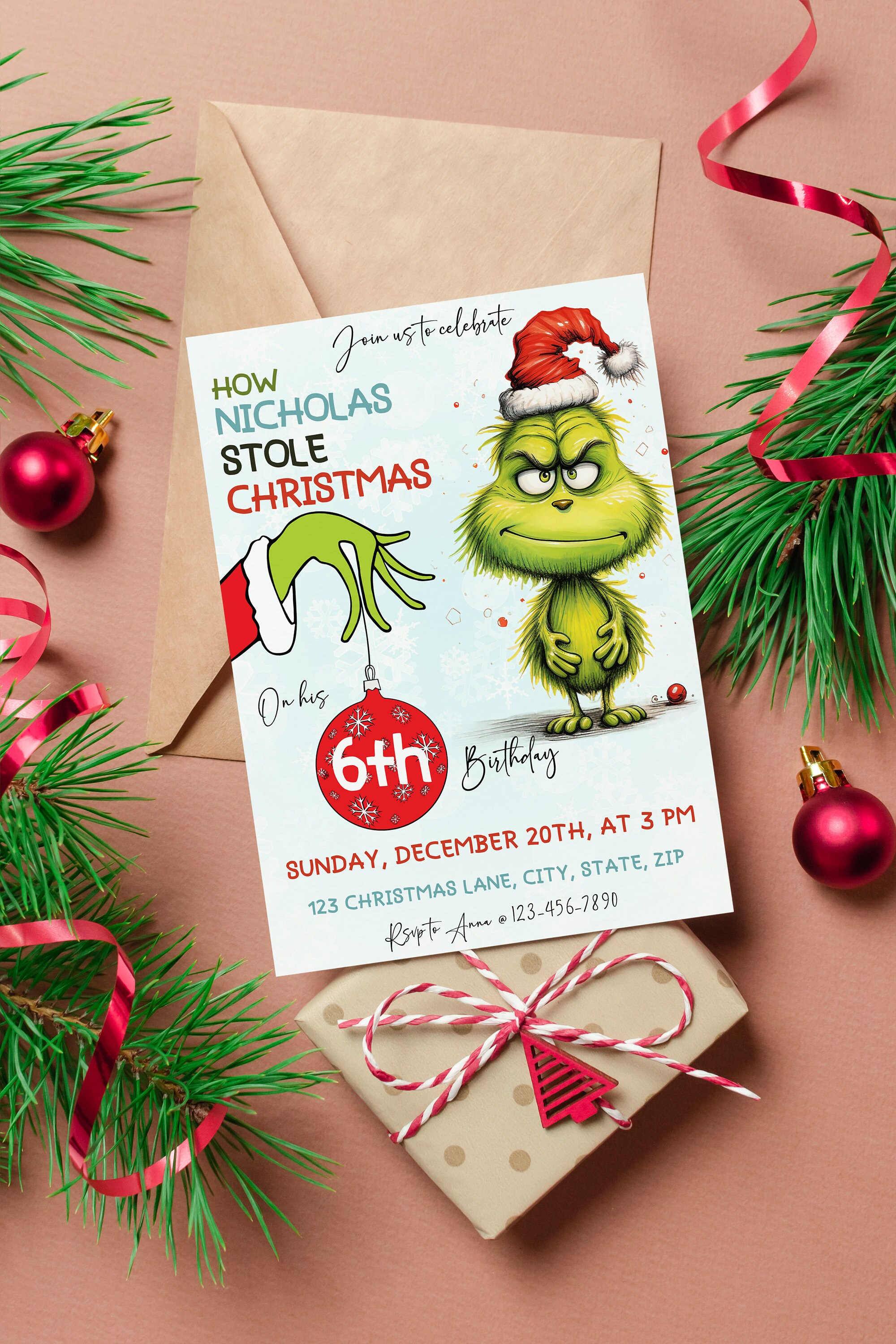 Grinchmas Party Invite Birthday Grinchmas Invite Grinch Cheer Party ...