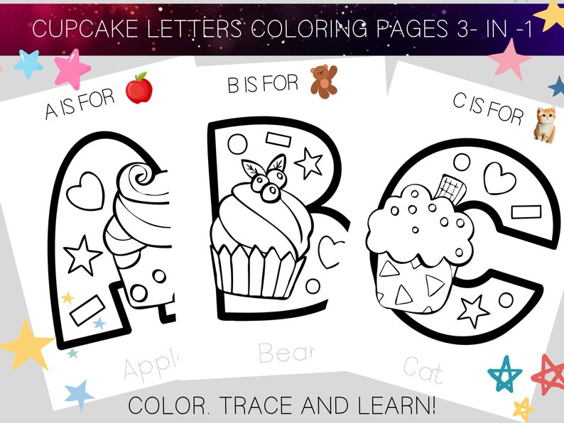 Alphabet Picture Letters Coloring Pages Printable Coloring - Etsy