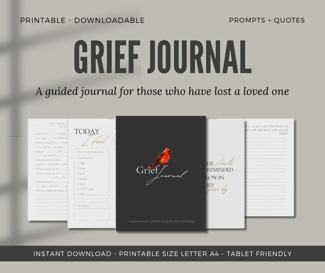Grief Journal Printable for Loss – Guided Prompts and Quotes – Digital ...