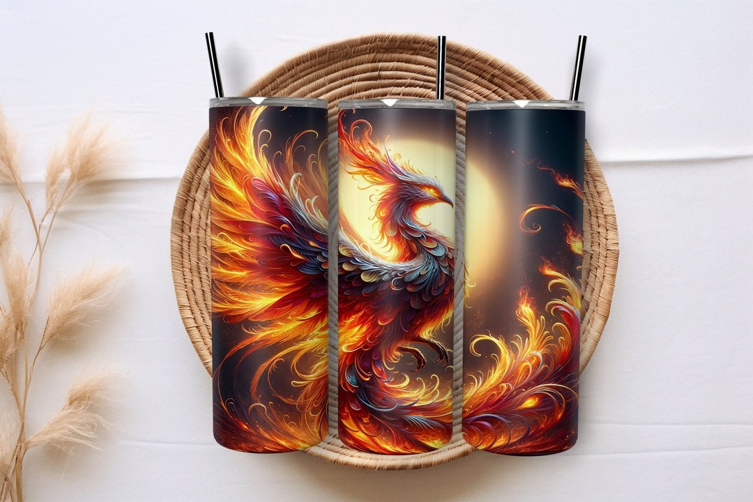 Phoenix Tumbler Wrap, Firebird Illustration, Sublimation Design ...