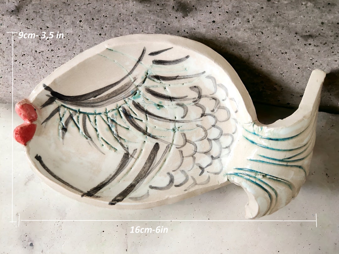 Unique Ceramic Spoon Rest Dish, Fish Shaped Handmade Ceramic Gift Ring ...