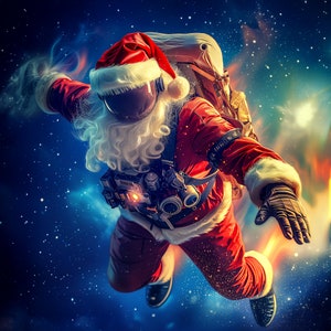 SANTA in SPACE Digital Download, Santa, AI Art, Printable Wall Art ...