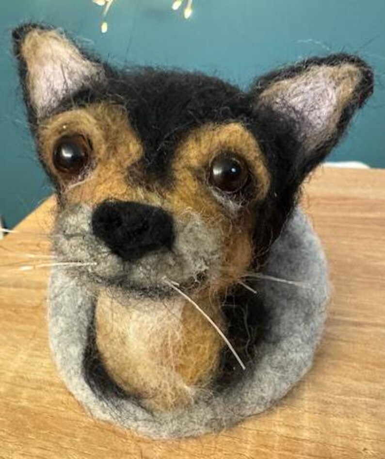 Custom Made , Realistic Dog Heads Felted on Hanging Disc. Completely ...
