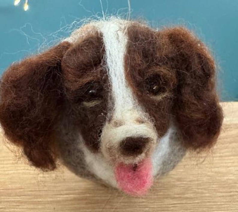 Custom Made , Realistic Dog Heads Felted on Hanging Disc. Completely ...
