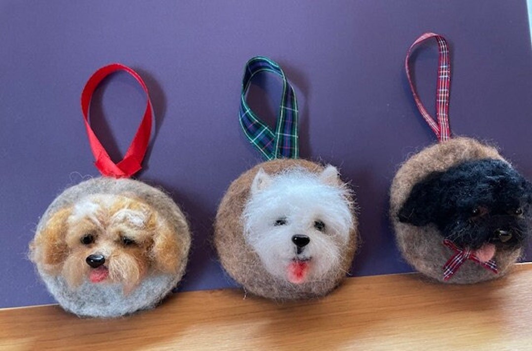 Hand-made, Needle Felted Dog Heads on Hanging Discs. Each One Custom ...