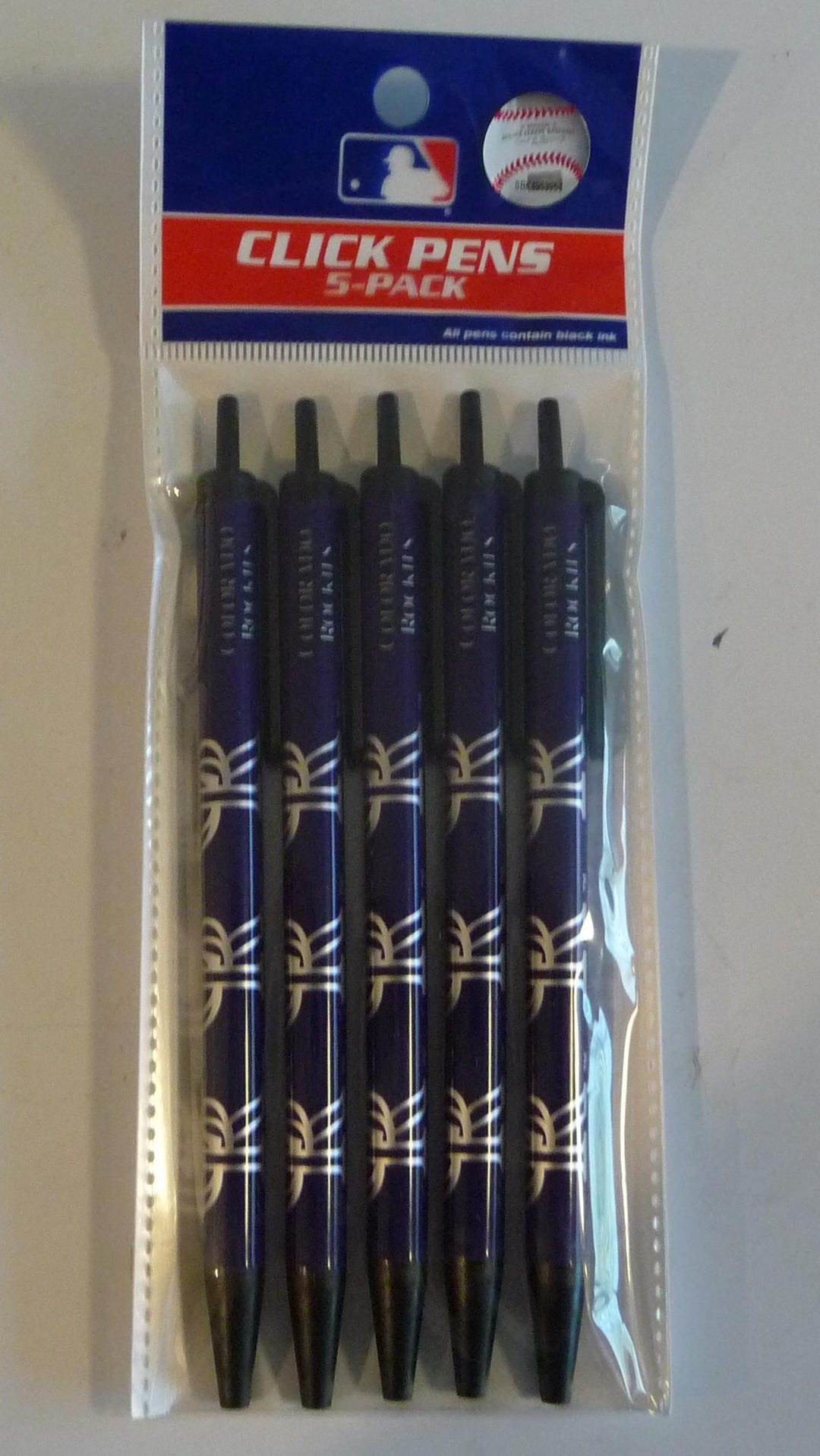 Colorado Rockies Baseball 5-pack Pens With Black Ink (new) - Etsy