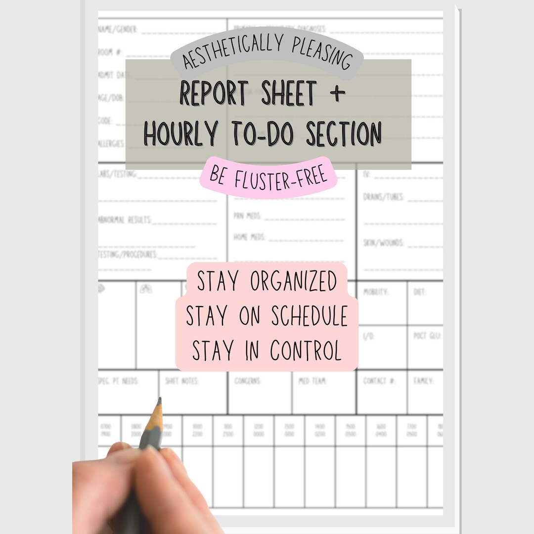 Nurse Hourly To-do Report Sheet - Etsy