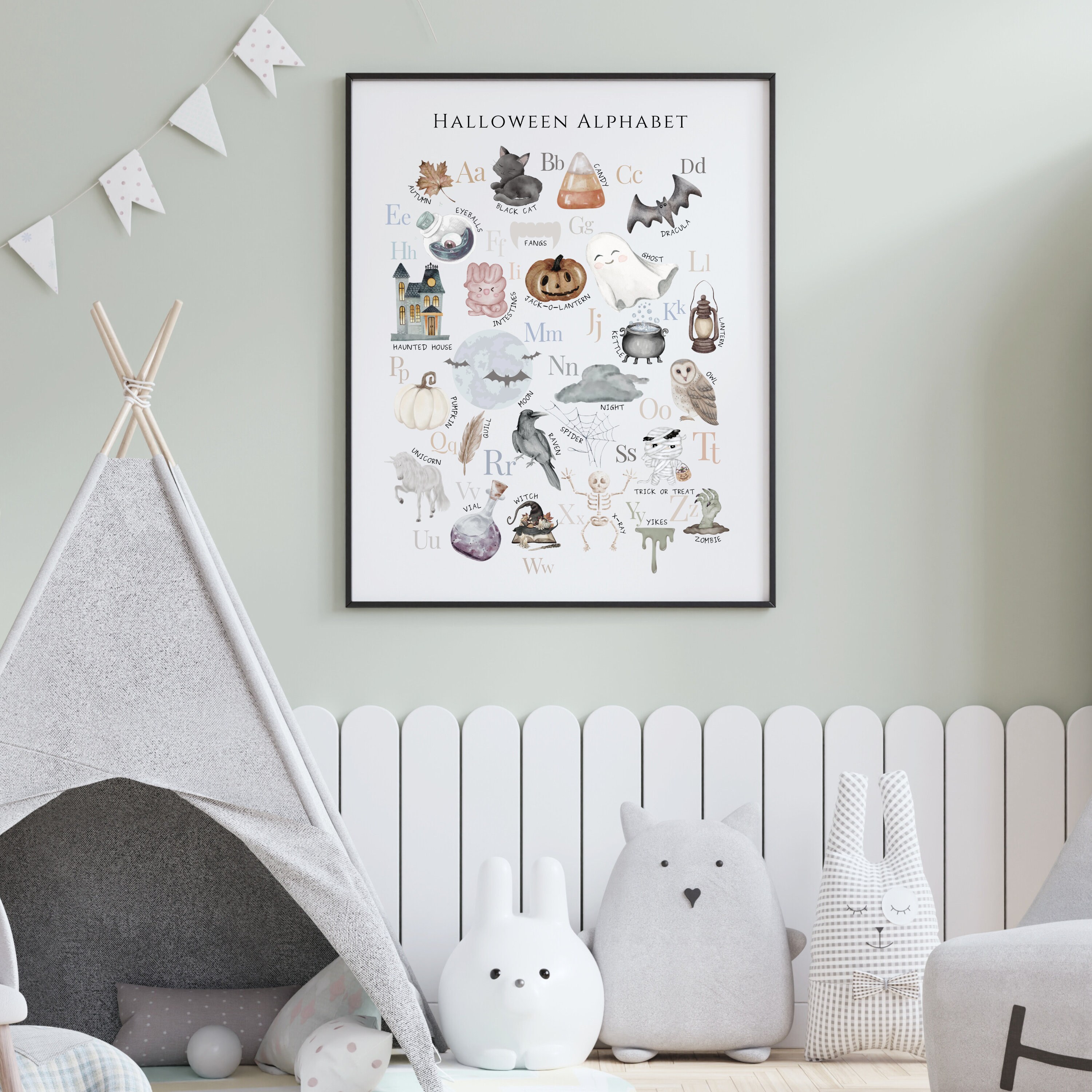 Halloween Alphabet Printable Educational Poster, Montessori Preschool ...