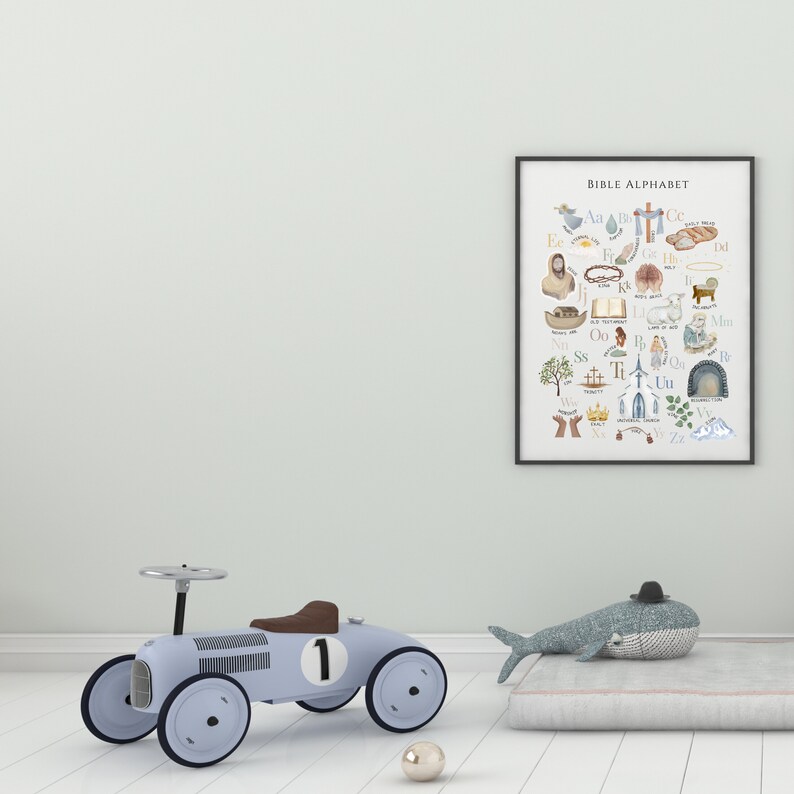 Bible Alphabet PRINTABLE Nursery Wall Art, Bible Playroom Decor, Kids ...