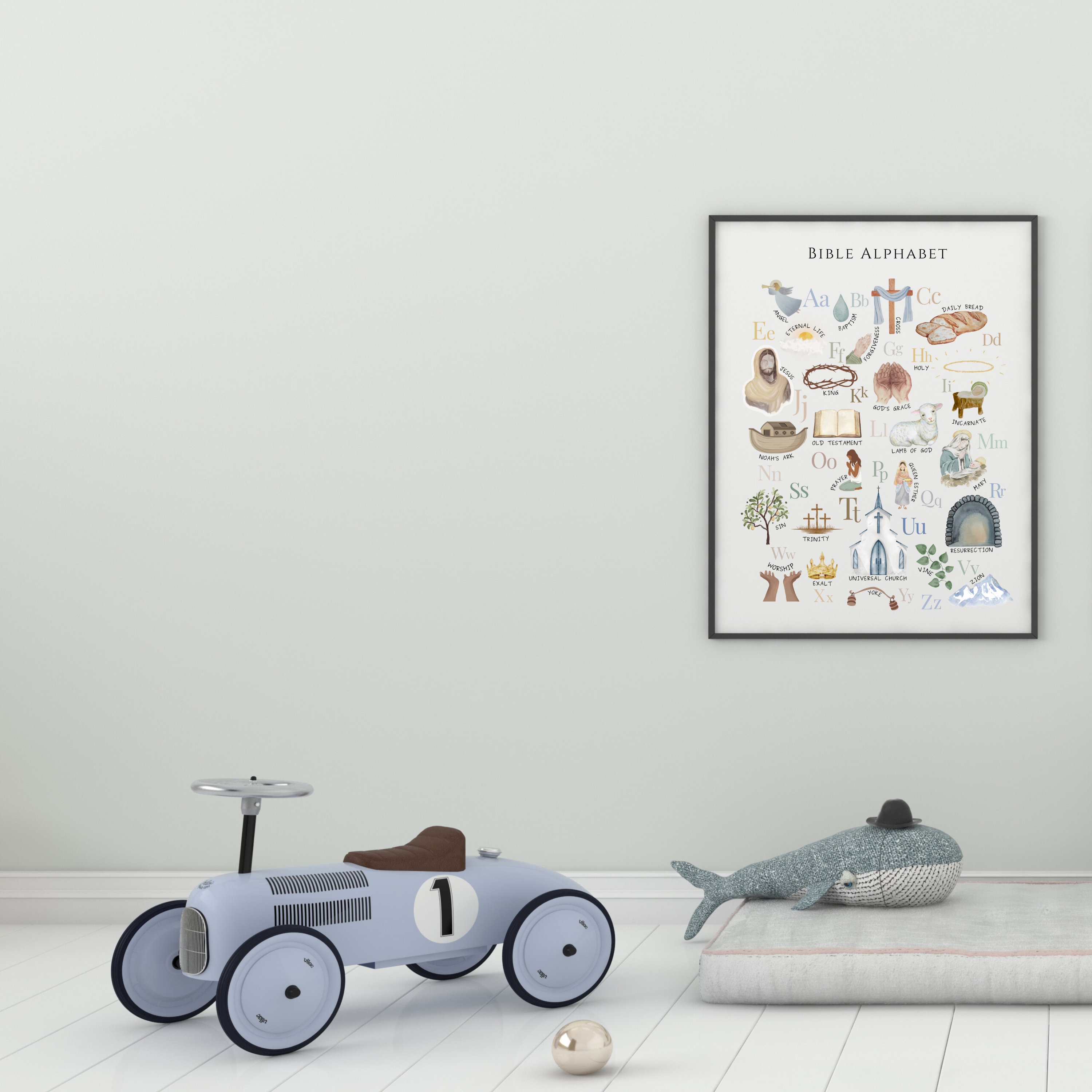 Bible Alphabet PRINTABLE Nursery Wall Art, Bible Playroom Decor, Kids ...
