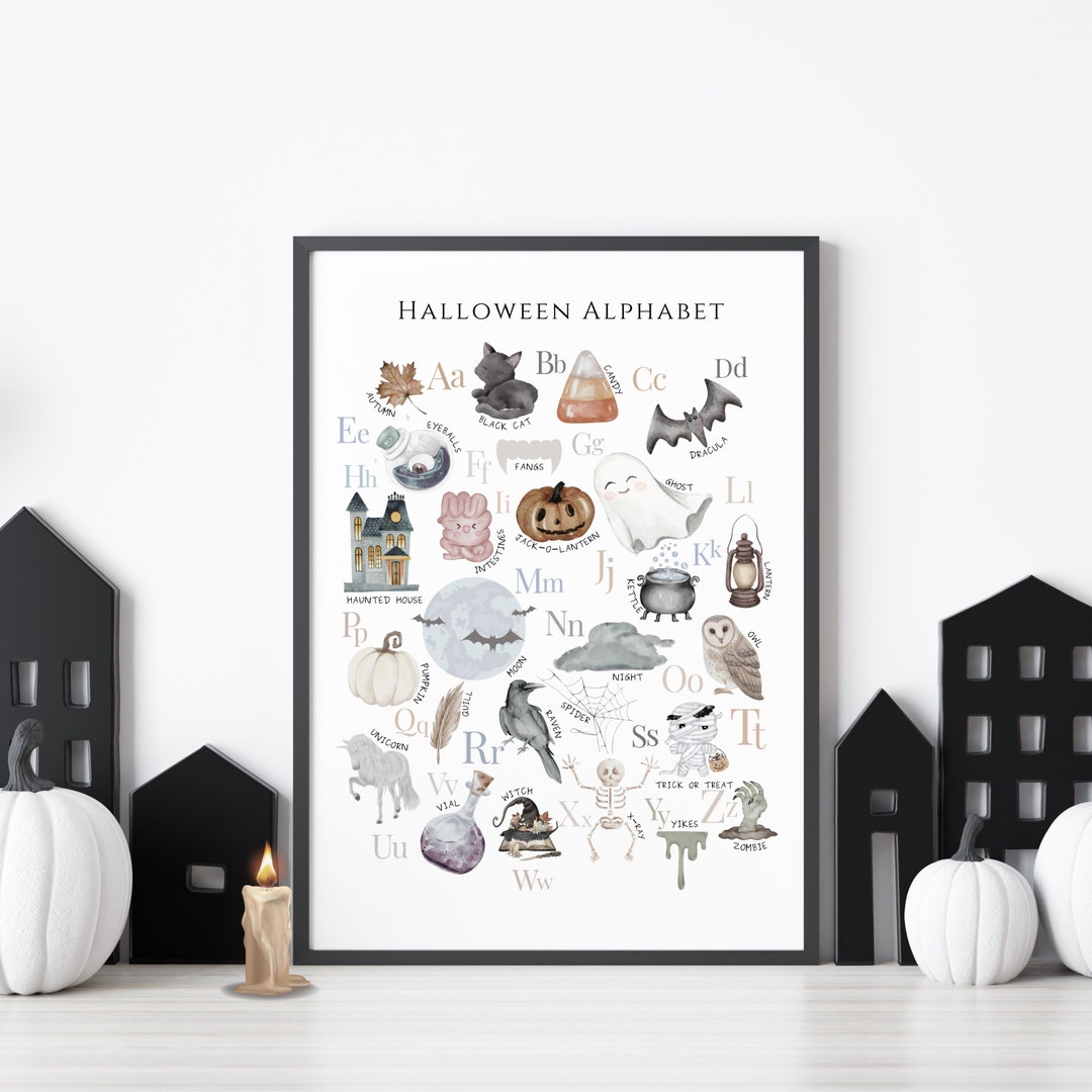 Halloween Alphabet Printable Educational Poster, Montessori Preschool ...