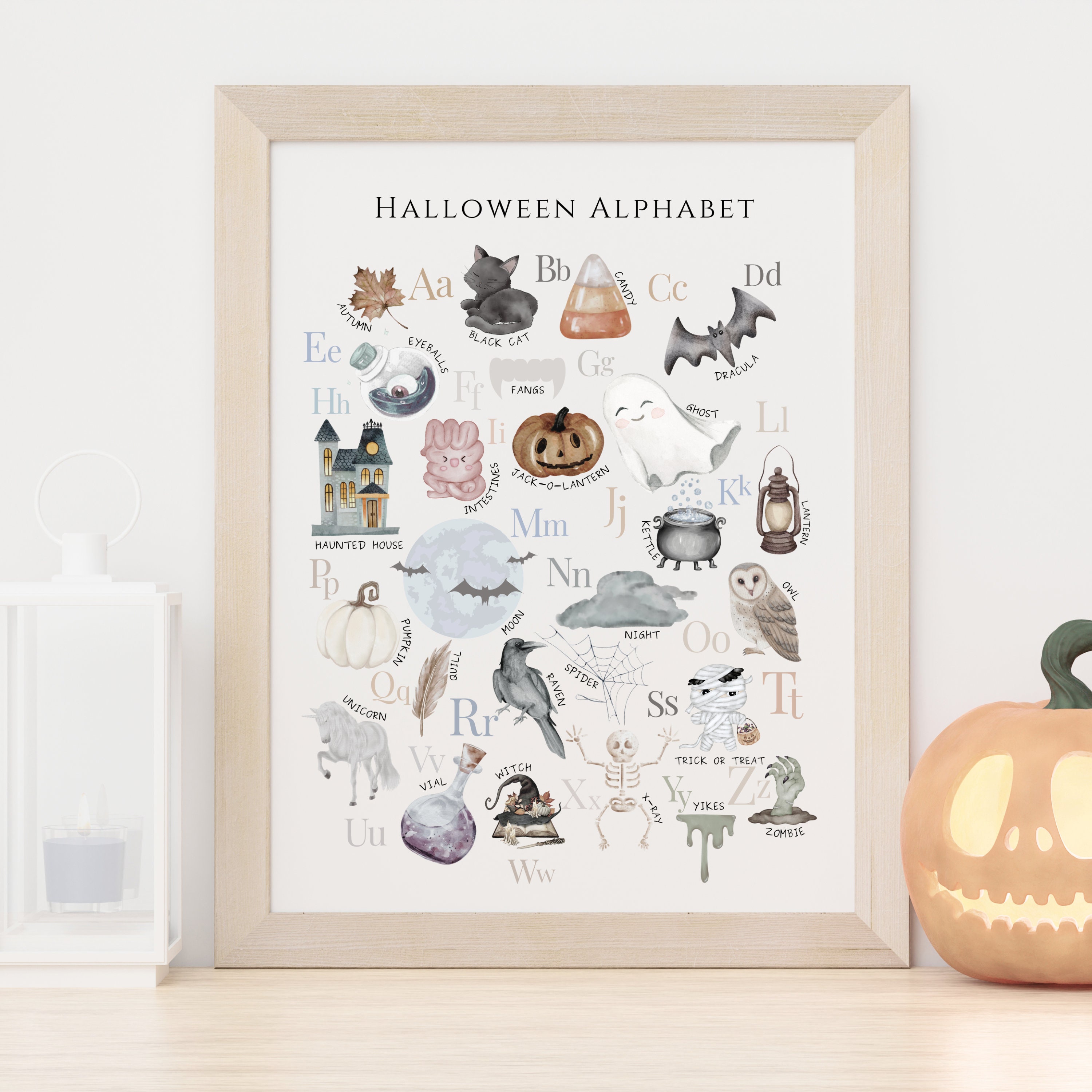 Halloween Alphabet Printable Educational Poster, Montessori Preschool ...