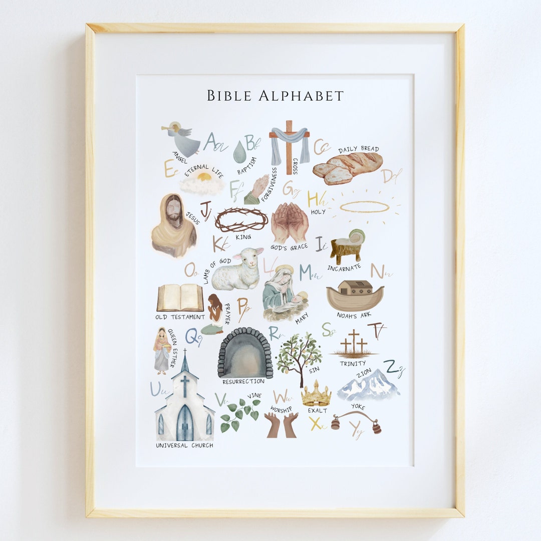 Bible Alphabet PRINTABLE Nursery Wall Art Bible Playroom Decor Kids ...