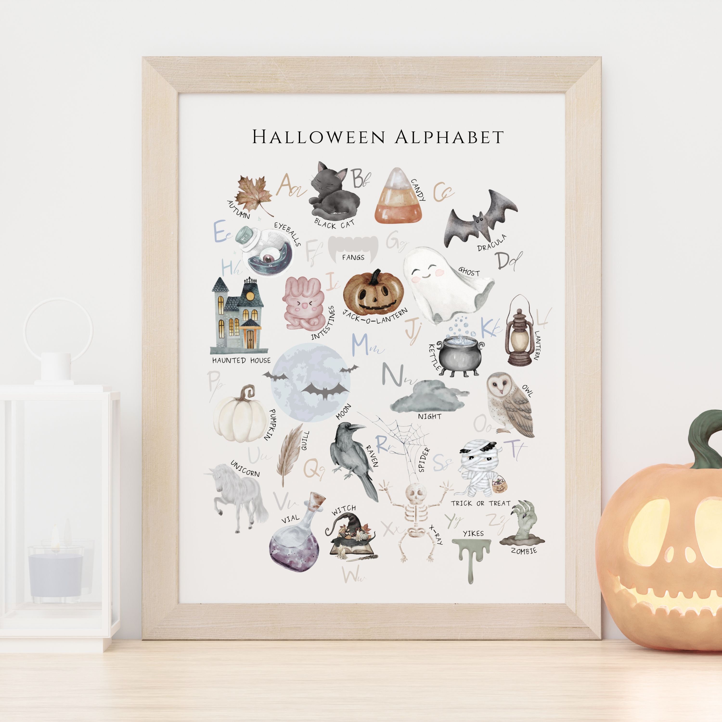 Halloween Homeschool Alphabet Educational Poster 3rd Grade Wall Art ...