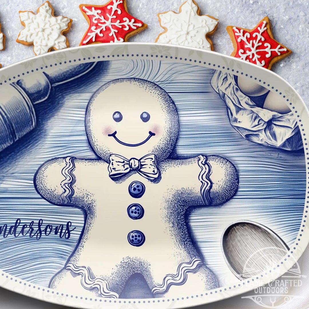 Chinoiserie Gingerbread Man Platter | Cobalt Blue Holiday Design ...