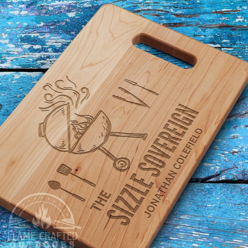 The Sizzle Sovereign | Rectangle Maple Cutting Board | Gift for ...