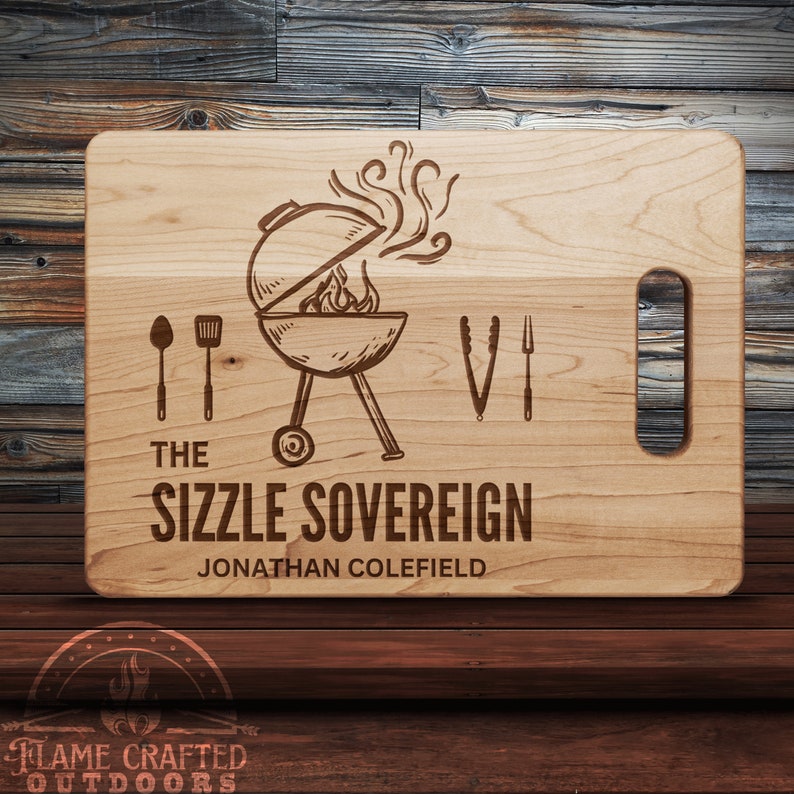 The Sizzle Sovereign | Rectangle Maple Cutting Board | Gift for ...