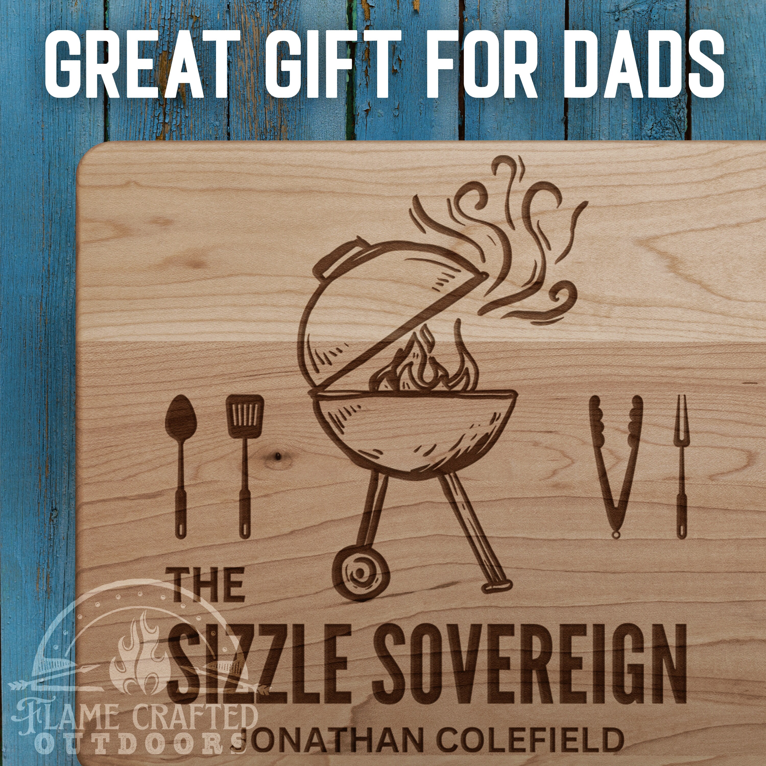 The Sizzle Sovereign | Rectangle Maple Cutting Board | Gift for ...