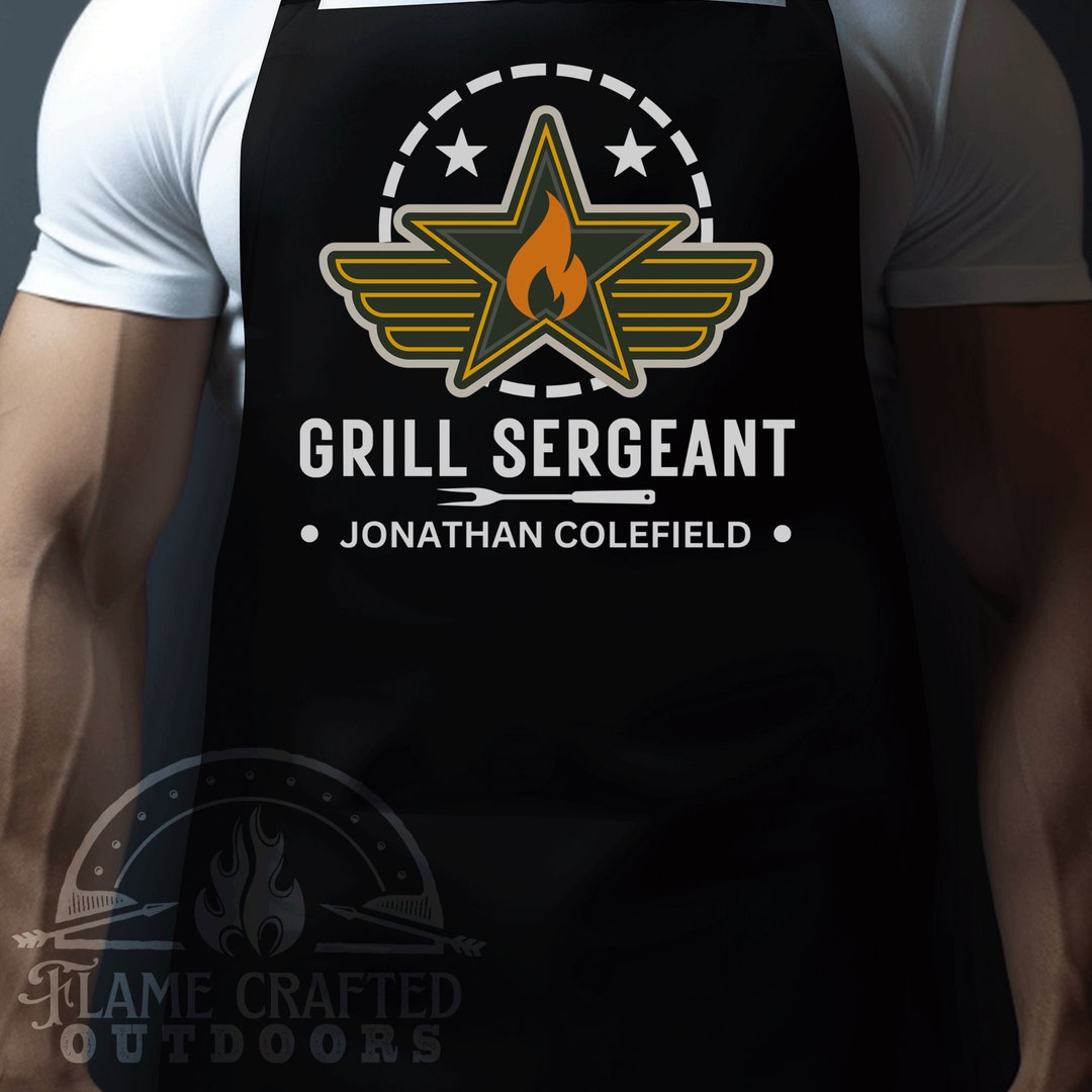 Grill Sergeant Military BBQ Apron Man | Personalized Aprons for Men ...