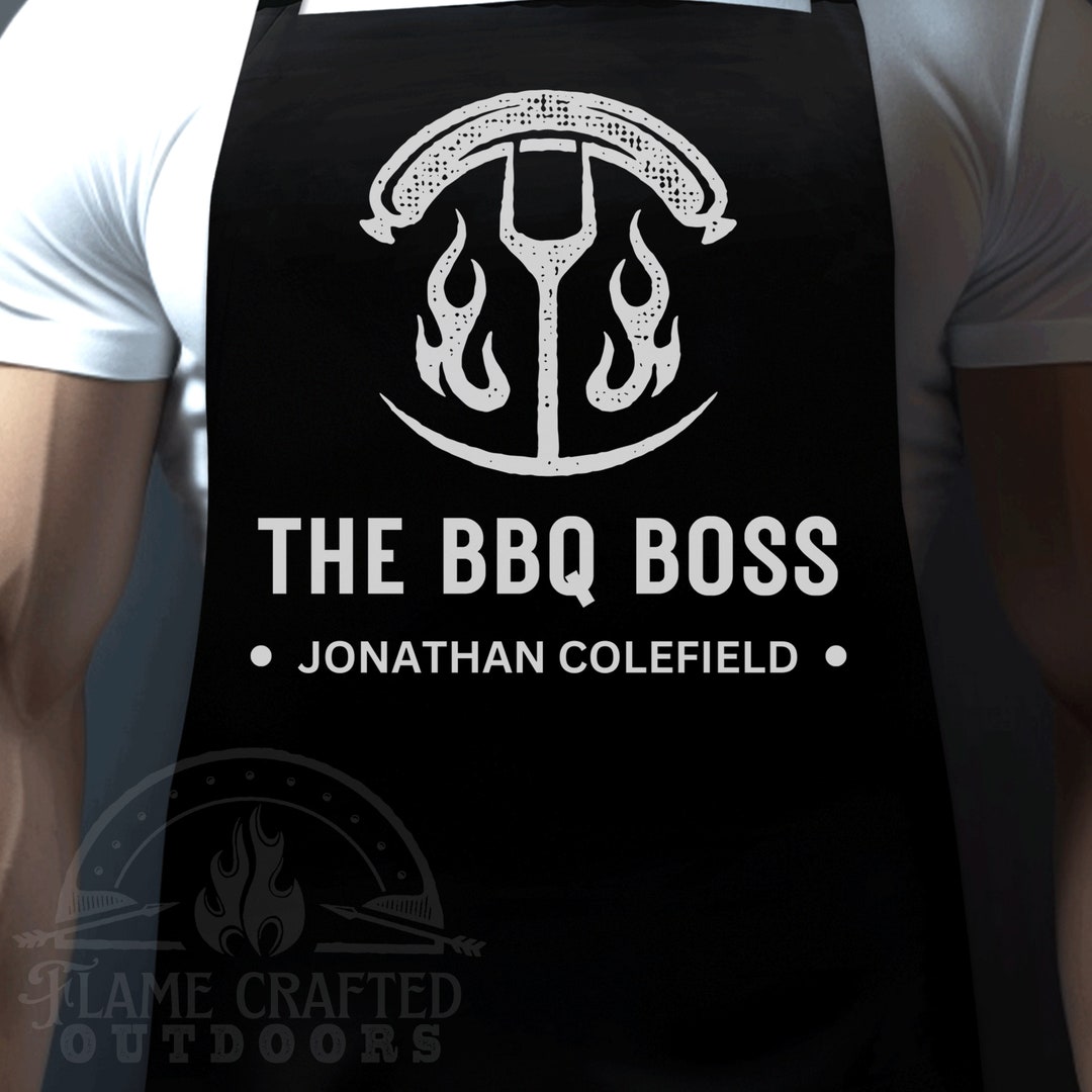 Fun BBQ Boss Flame Grill Apron for Dad Personalized With Your Name ...