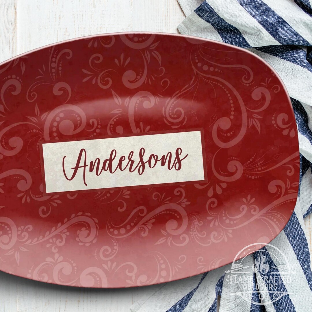 Elegant Vintage Red Chinoiserie Platter | Graceful Floral & Swirls ...