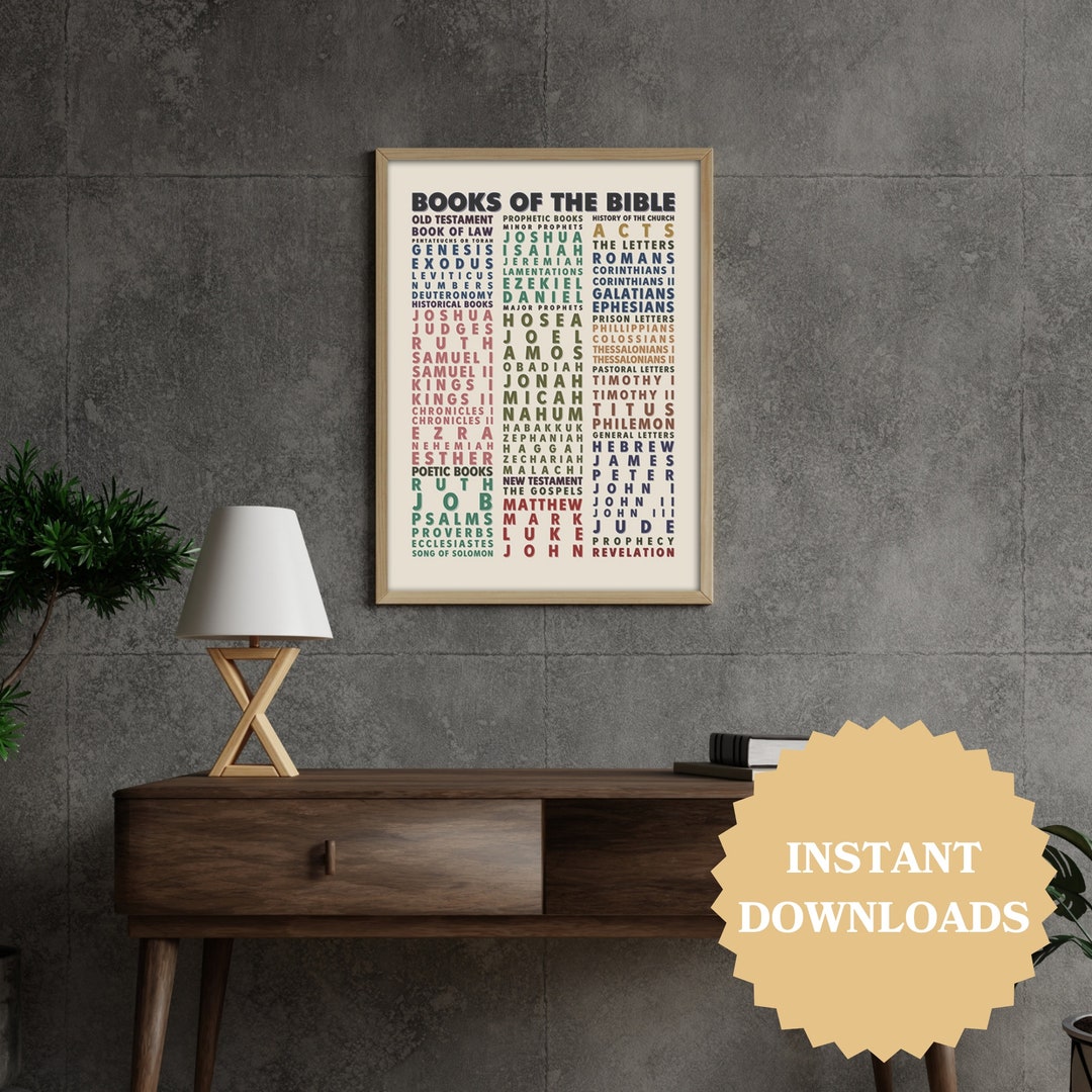 Printable Digital Wall Art, Books of the Bible Wall Art, Christian ...