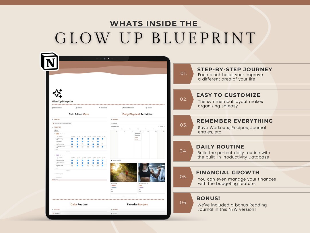 The Glow up Blueprint Notion Template Advanced Life Planner That Girl ...