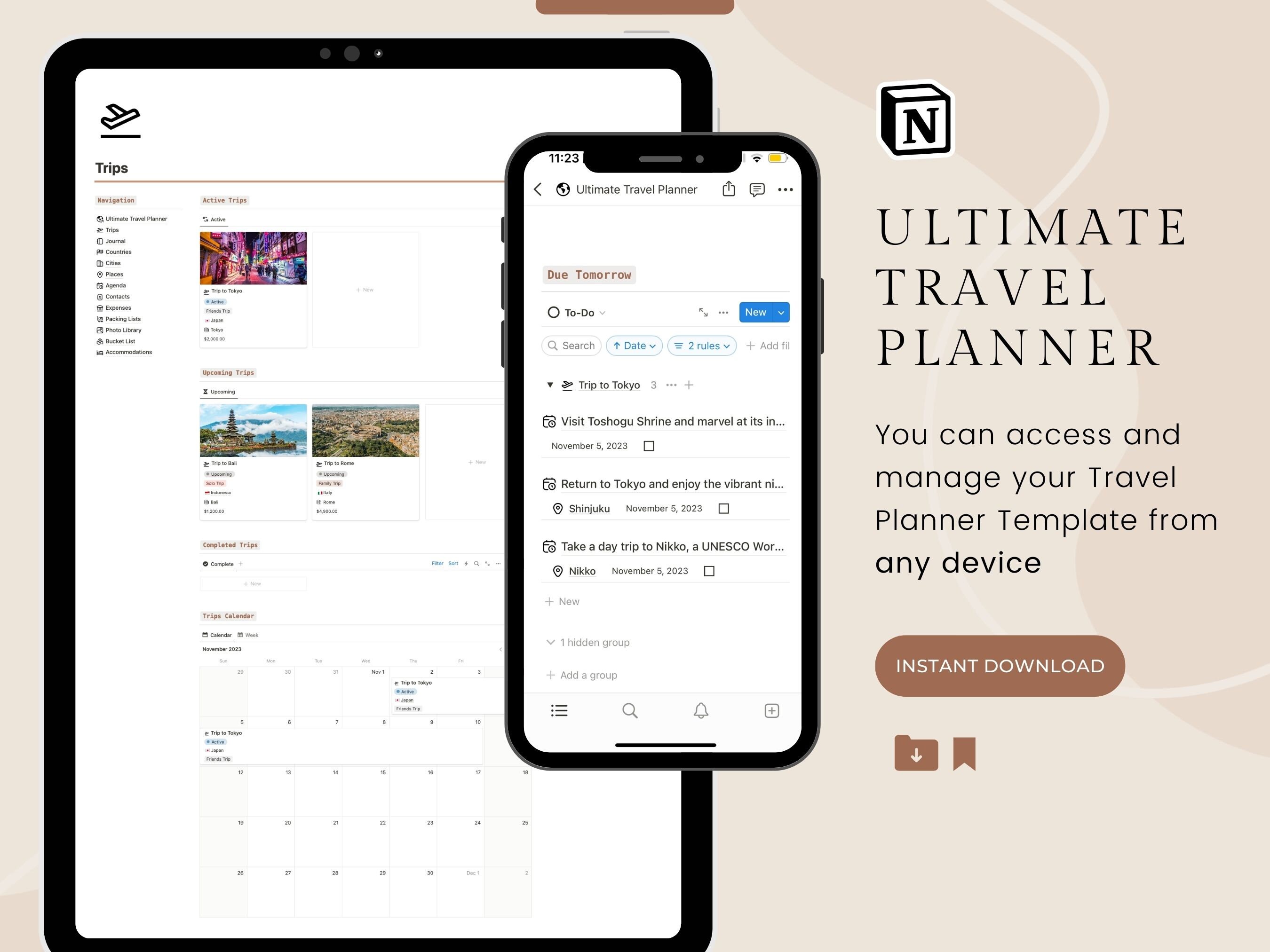 Ultimate Travel Planner | Notion Template | Notion Planner, Travel Itinerary, Travel Journal ...