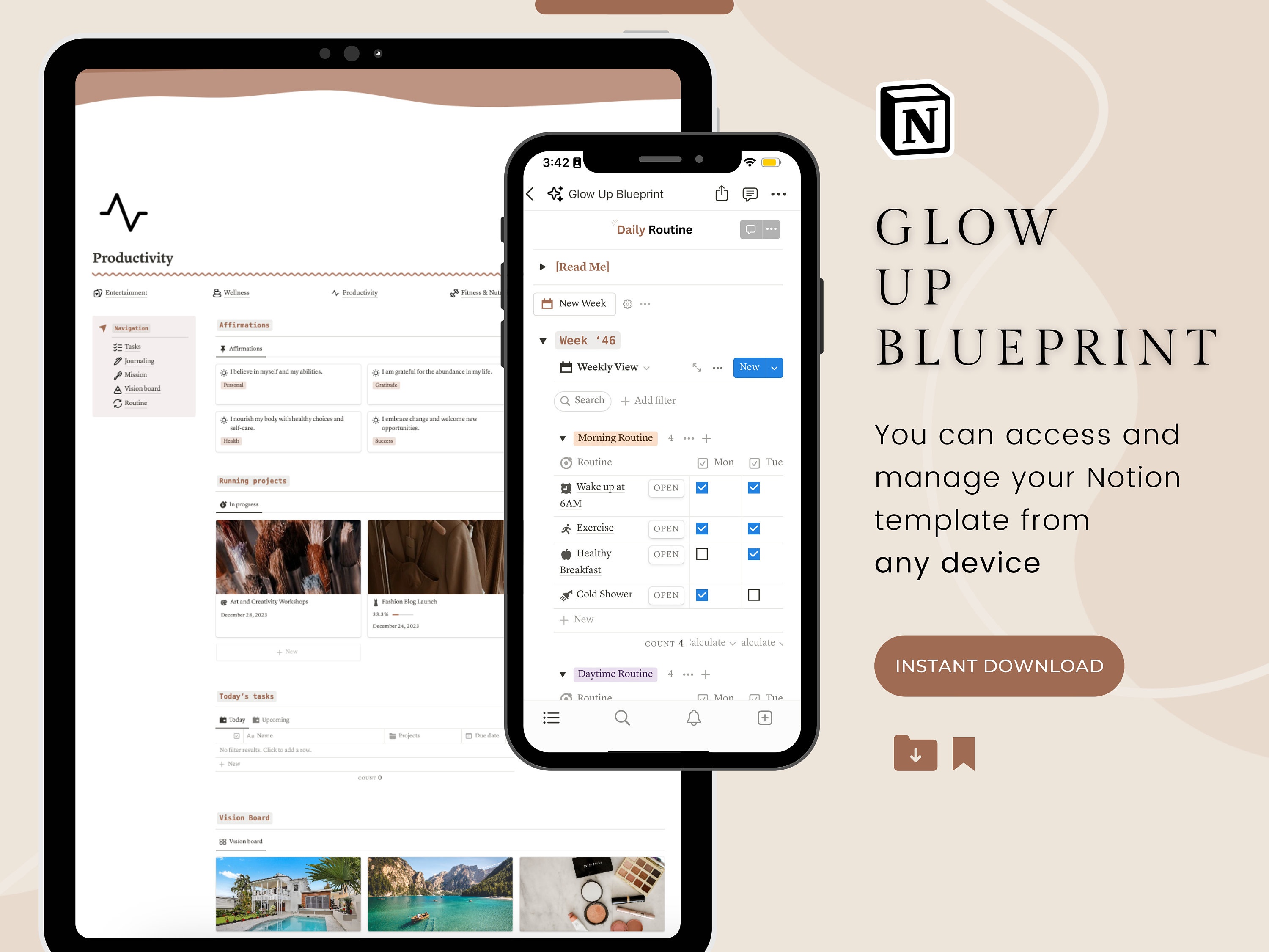 The Glow up Blueprint Notion Template Advanced Life Planner That Girl ...