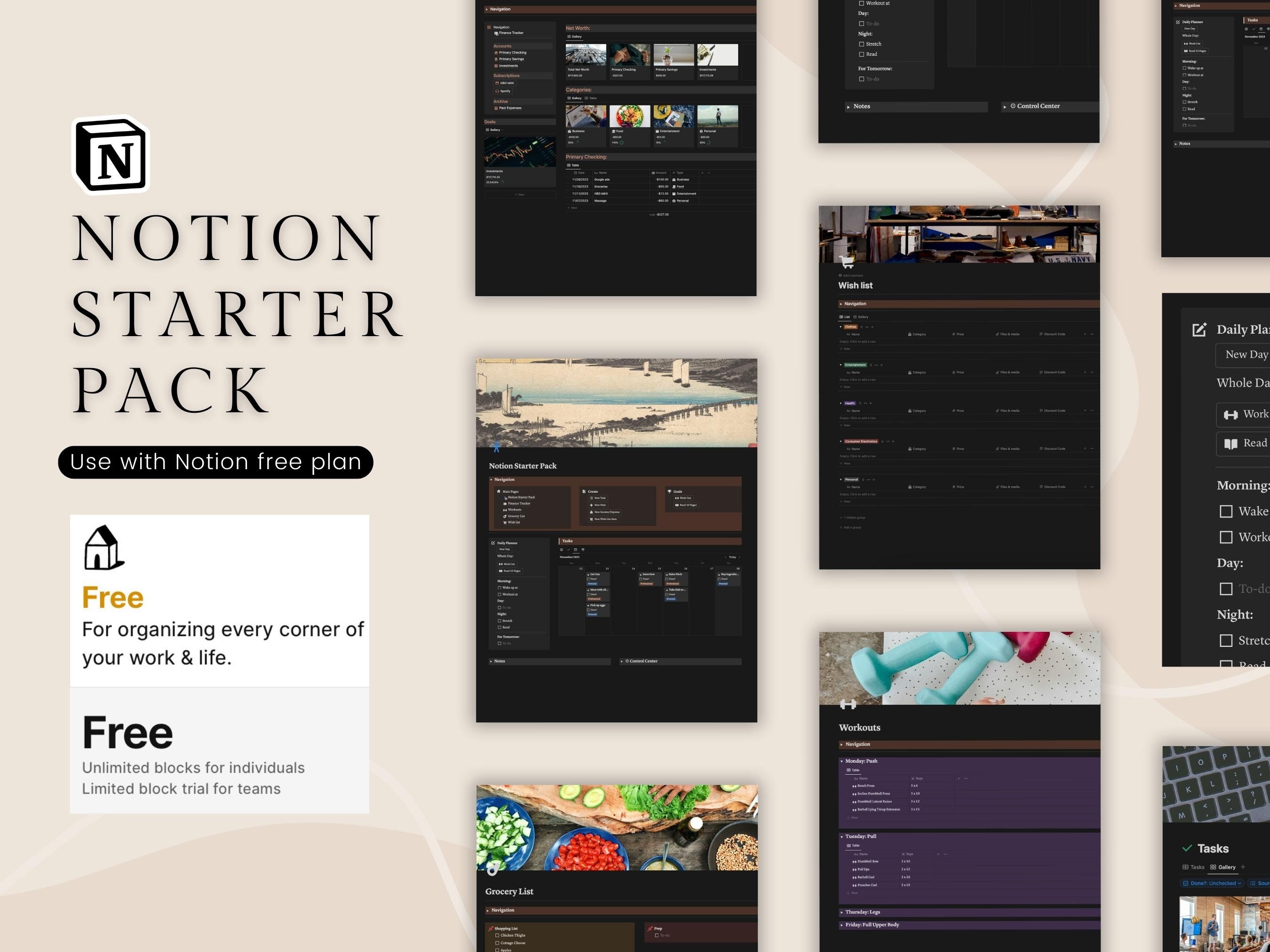 Notion Starter Pack Notion Template Notion Business, Personal Life ...