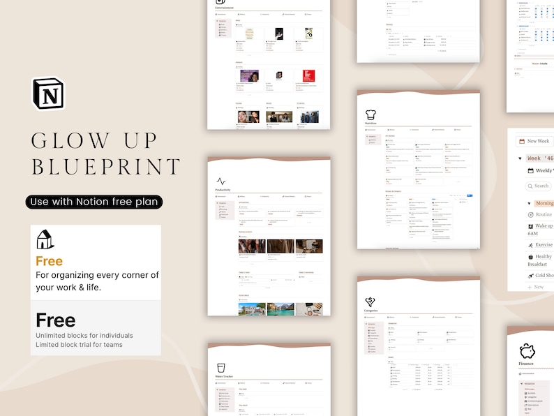 The Glow up Blueprint Notion Template Advanced Life Planner That Girl ...