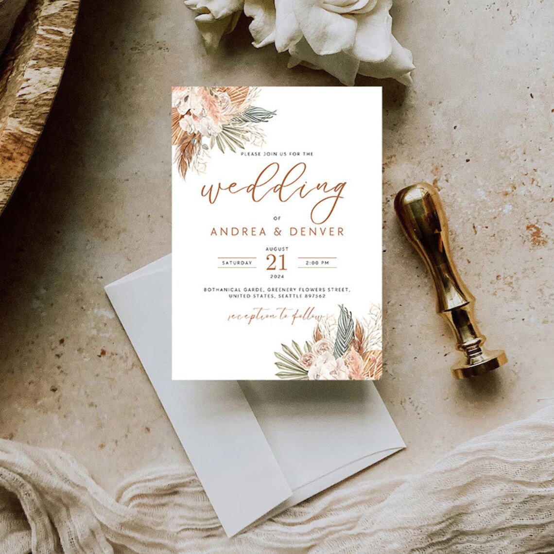 Bohemian Wedding Invitation, Boho Wedding, Boho Wedding Invitation ...