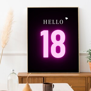 Hello 18th Birthday Decorations Hot Pink Pirnable Signs Neon Pink Black ...