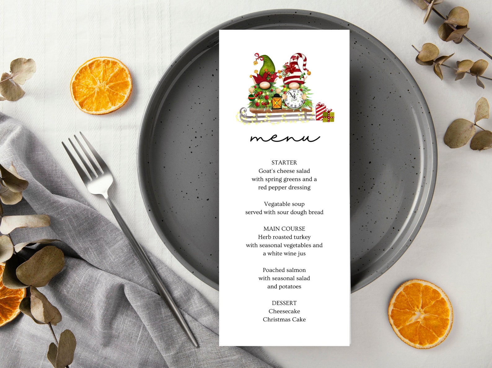 Christmas Menu Card, Holiday Menu Template, Christmas Menu, Canva Menu ...