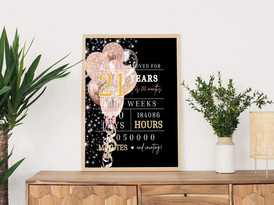 You’ve Been Loved for 21 Years, 21 Party Decor, Pink Silver Black 21st ...