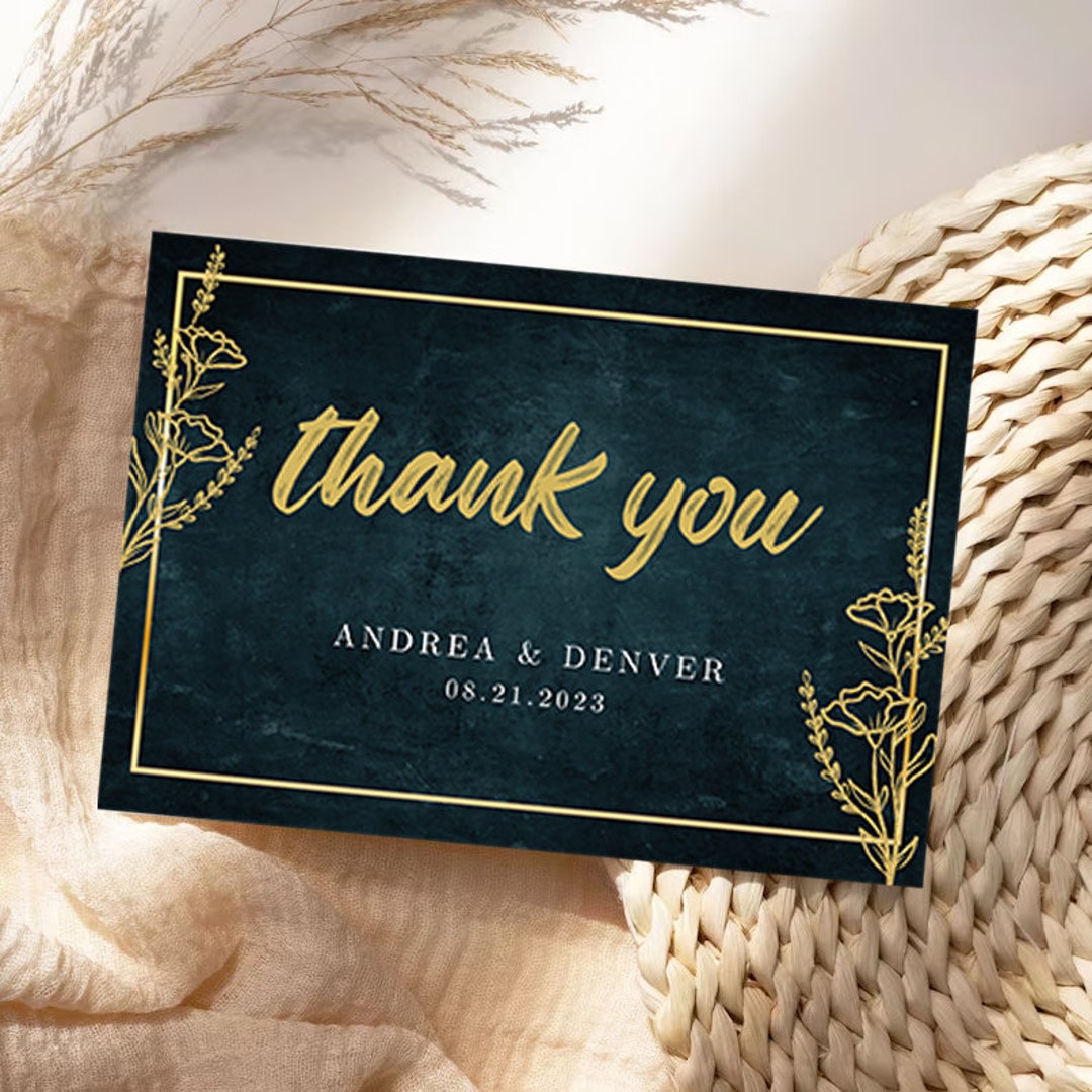 Navy Gold Wedding Thank You Template, Navy Blue Wedding, Modern Than ...