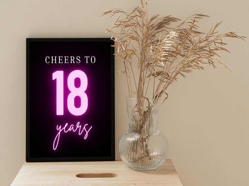 Hot Pink 18th Birthday Decorations Pirnable Signs Neon Pink Black ...