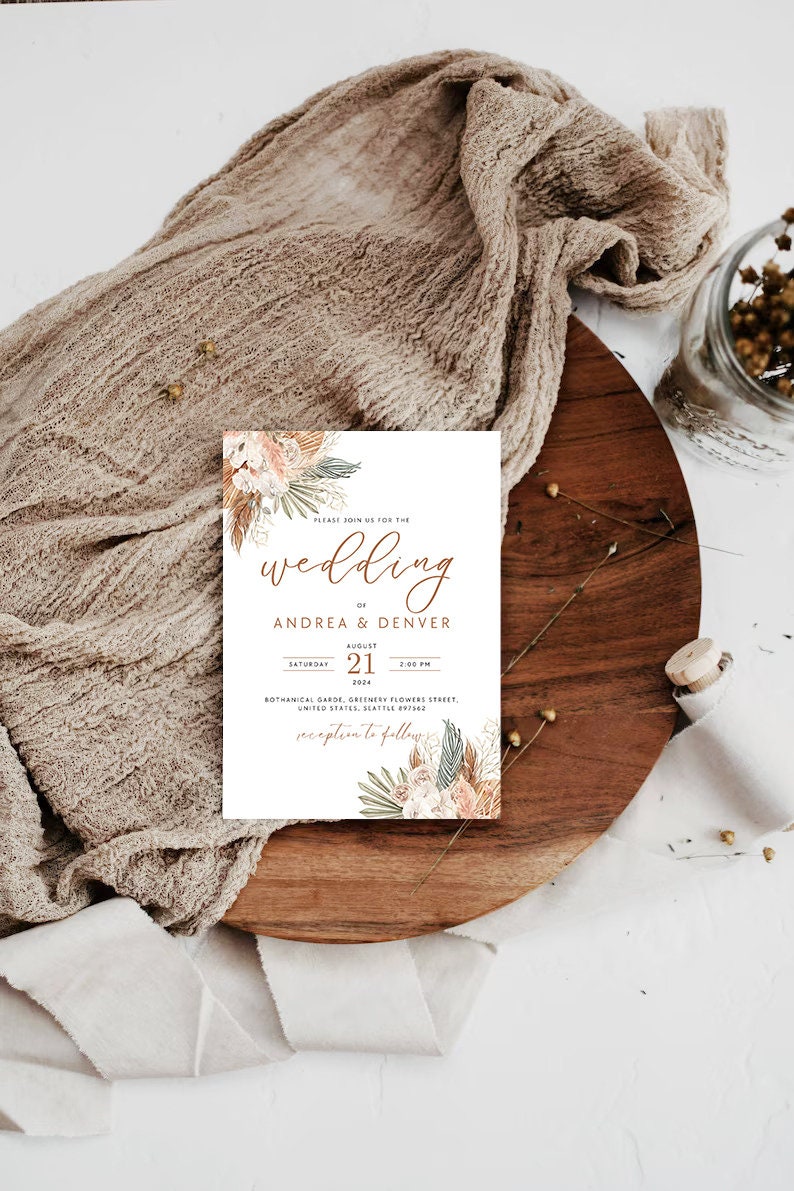 Bohemian Wedding Invitation, Boho Wedding, Boho Wedding Invitation ...